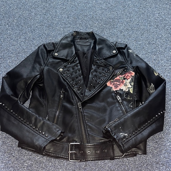 Blank NYC | Jackets & Coats | Blanknyc Leather Jacket Studded With Rose Detail | Poshmark